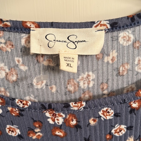 Jessica Simpson | Dresses | Jessica Simpson Ribbed Blue Floral ...